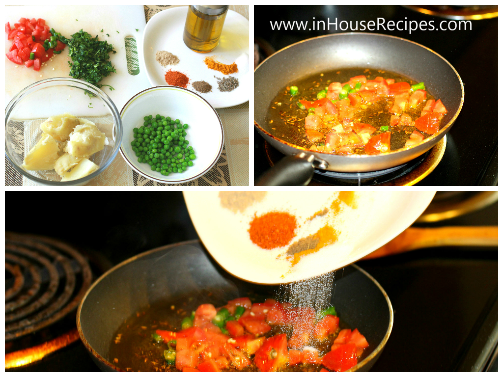 Aloo Matar - Dhaba Style Tadka Recipe [Pics] - inHouseRecipes