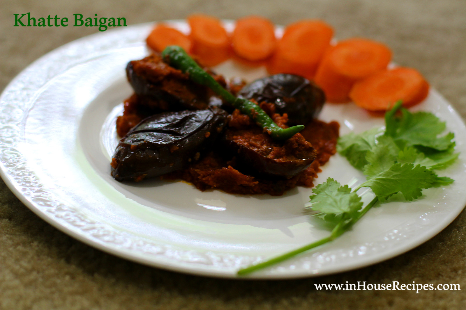 Khatte Baingan Recipe - Fried EggPlant Thick Gravy - Video - inHouseRecipes